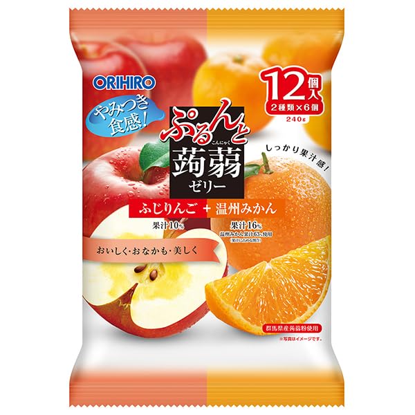 Orihiro Purunto Konnyaku Jelly Pouch, Fuji Apple + Unshu Mandarin Oran