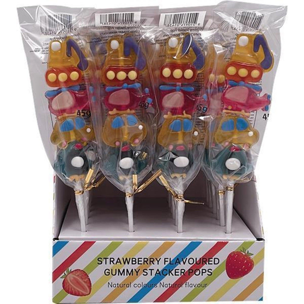 Strawberry Flavoured Vehicle Gummy Stacker Pops 45g
