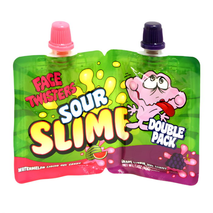 Face Twisters Sour Slime Liquid Gel Candy Double Pack 40g