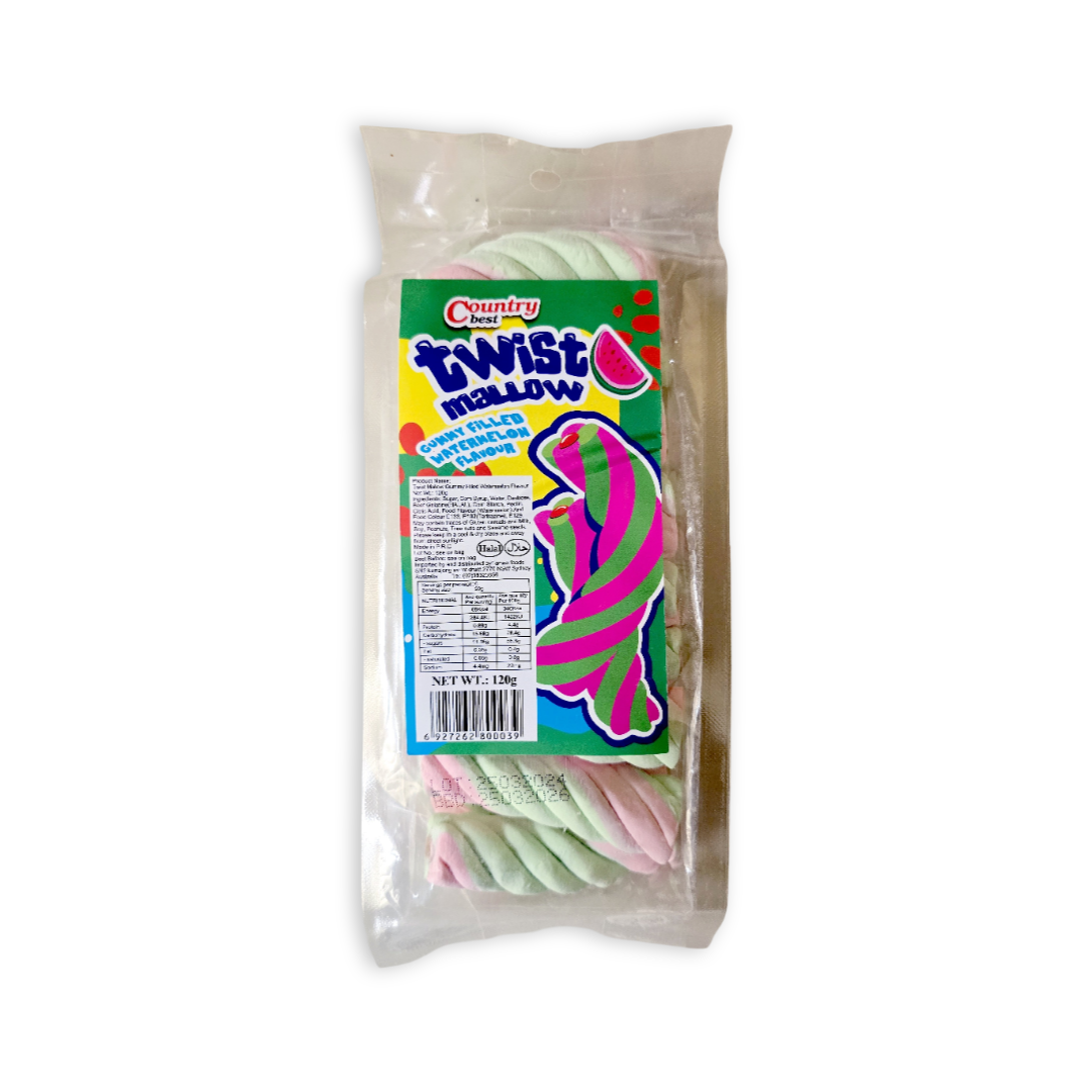 Mallow twist watermelon gummy filled