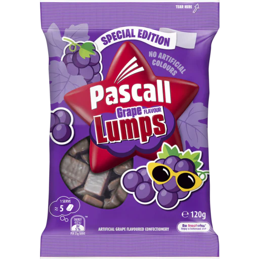Pascall Chocolate Grape Lumps Bites Snack & Share Bag 120g